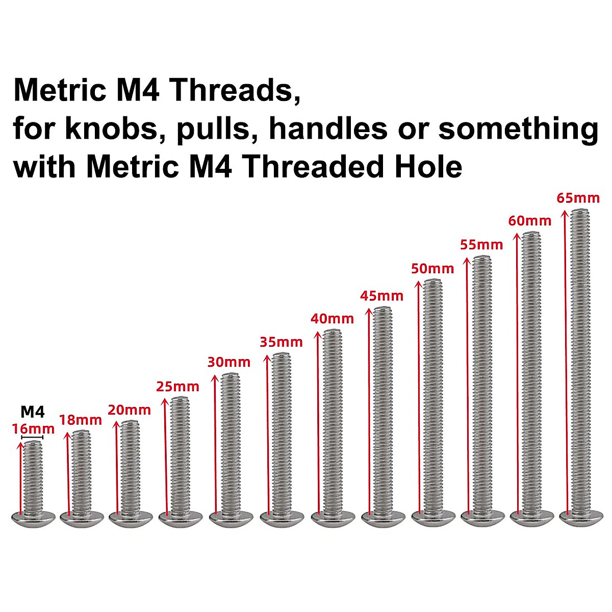 Adiyer 40-Pack Metric M4 x 30mm Machine Screws for Cabinet Drawer Knob Pull Handle, 304 Stainless Steel, Truss Head Bolts, Phillips Drive