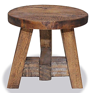 Festnight Stool Reclaimed Wood Round Stool Wooden Chair Step Stool 7.9" x 9.1" (Diam. x H)