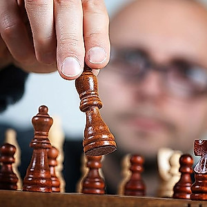 Qlisytpps Wooden Travel Chess Set,Waterproof Chess Checkers 2-in-1 Magnetic Chess Board Set,12.6 in x 12.6 in Portable Folding Chess,Beginner Chess Sets for Children and Adults