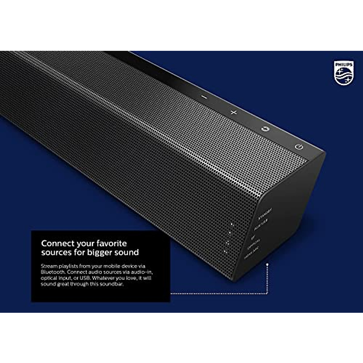 PHILIPS Soundbar with Wireless Subwoofer, Sound bar for tv 2.1-Channel Bluetooth, 300 Watts Dolby Audio Performance, Theater Audio Speakers