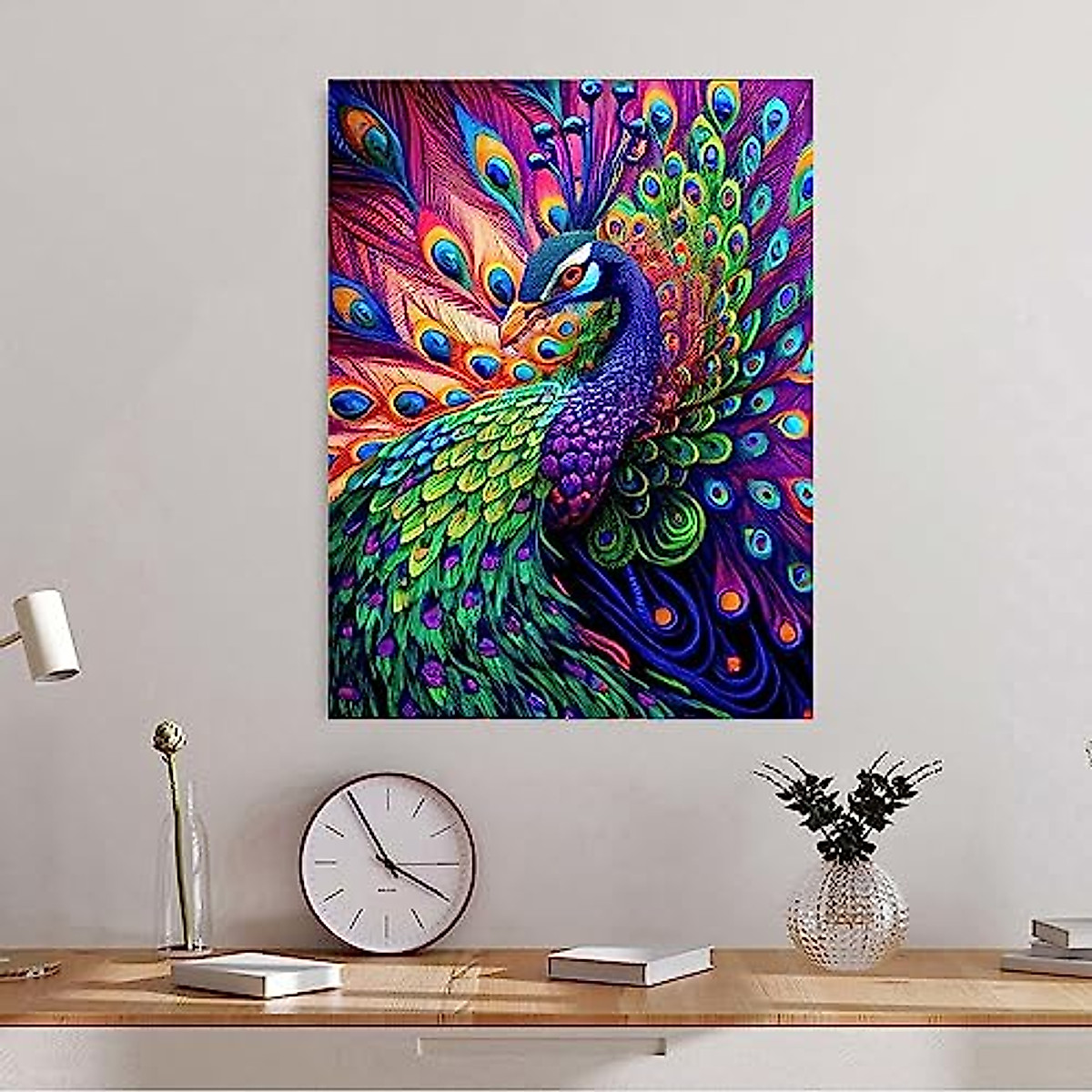 Suyaloo 5D Diamond Painting Kits for Adults - Peacock Diamond Art Kits for Adults Kids Beginner,DIY Animals Round Full Drill Paintings with Diamonds Gem Art for Adults Home Wall Decor 11.8x15.7inch
