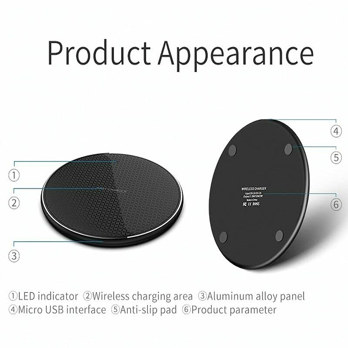 Wireless Charger PAD+External Receiver U01 for Samsung Galaxy A12 A22 A32 A42 A52 A72 4G 5G Black