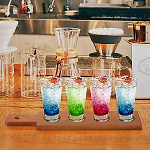 Kichvoe Wine Flight Board Wooden Wine Tasting Board Tequila Board 4 Cups Beer Flight Serving Paddle Wood Whiskey Flight Serving Tray for Home Bar Party