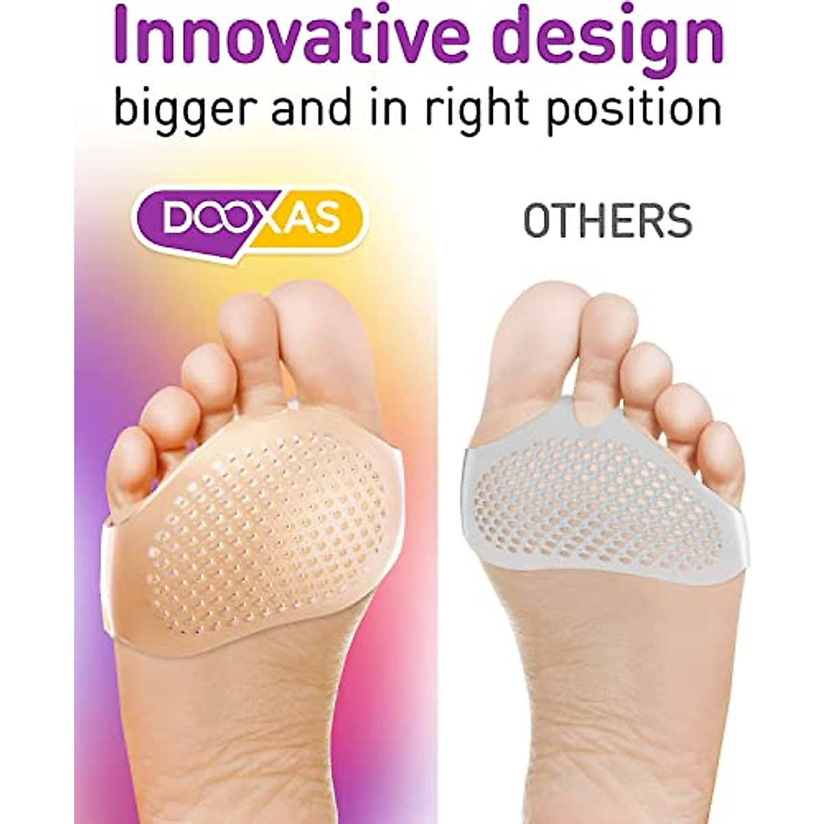 Clear Gel Metatarsal Foot Pads for Women & Men – Thicker Foot Gel Cushion Pads for More Comfort and Pain Relief – Silicone Metatarsal Pads – Upgraded Shoe Pads for Women Shoes (Clear Gel Pads)