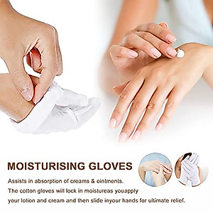 100% White Soft-Hand Cotton Moisturising Gloves Work Gloves, Extra Large (12 Pairs)