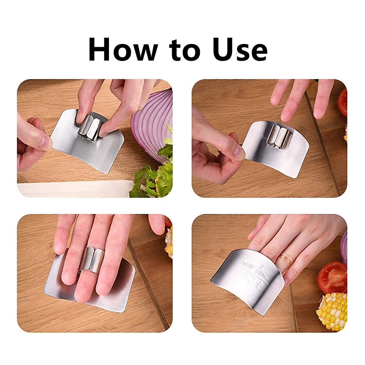 NAMERDA Finger Guards For Cutting, 2PCS Kitchen Tool Stainless Steel Finger Guard Finger Protector, Avoid Hurting When Slicing and Dicing Kitchen Safe Chop Cut Tool