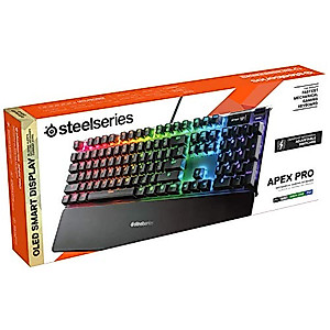 SteelSeries Apex Pro Mechanical Gaming Keyboard, Adjustable Actuation Switches, OLED Display, Red Switches, French AZERTY Layout