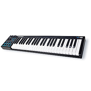 Alesis V49 - 49 Key USB MIDI Keyboard Controller with 8 Backlit Pads, 4 Assignable Knobs and Buttons, Plus a Professional Software Suite Included