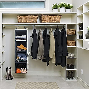 CazyHome 4-Shelf Hanging Closet Organizers and Storage, 12 Pockets on Both Sides, 2 Pack, Non-Woven Closet Storage Shelves, Gray