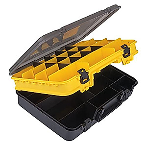 THKFISH Fishing Tackle Box Organizer Double Layer Tackle Storage Fishing Boxes Outdoor Box with Adjustable Dividers 14.96 * 10.23 * 4.5in Yellow