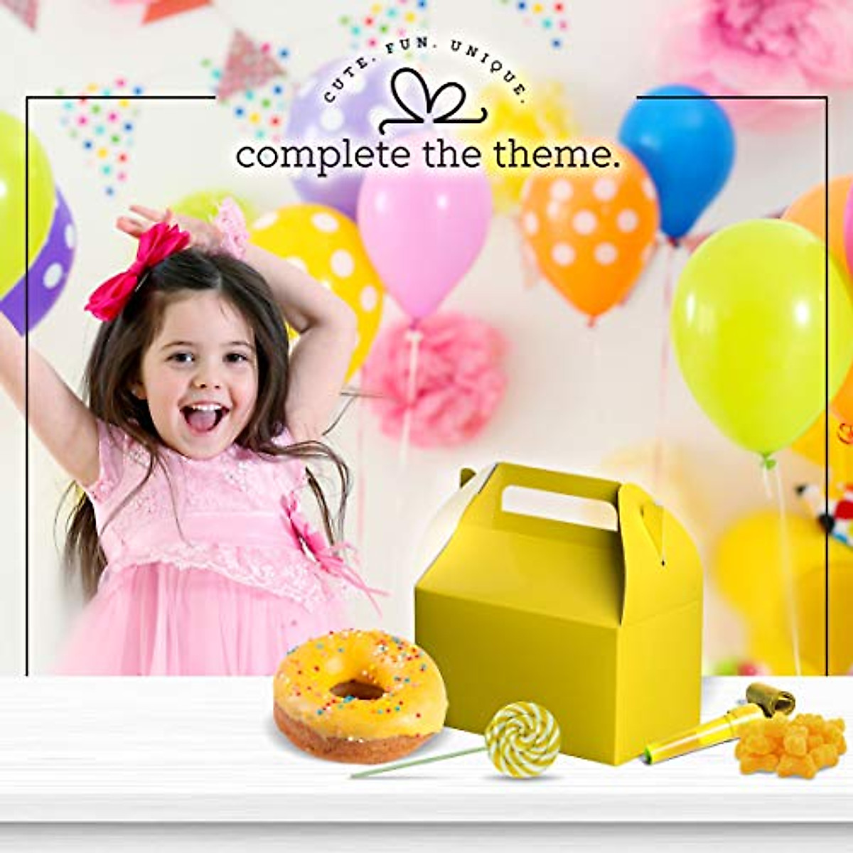 Party Favors Paper Treat Boxes (10 Pack) Yellow Colored Paper Containers & Boxes Treat Container Cookie Boxes Cute Designs Perfect for Parties and Celebrations 6.25" x 3.75" x 3.5"