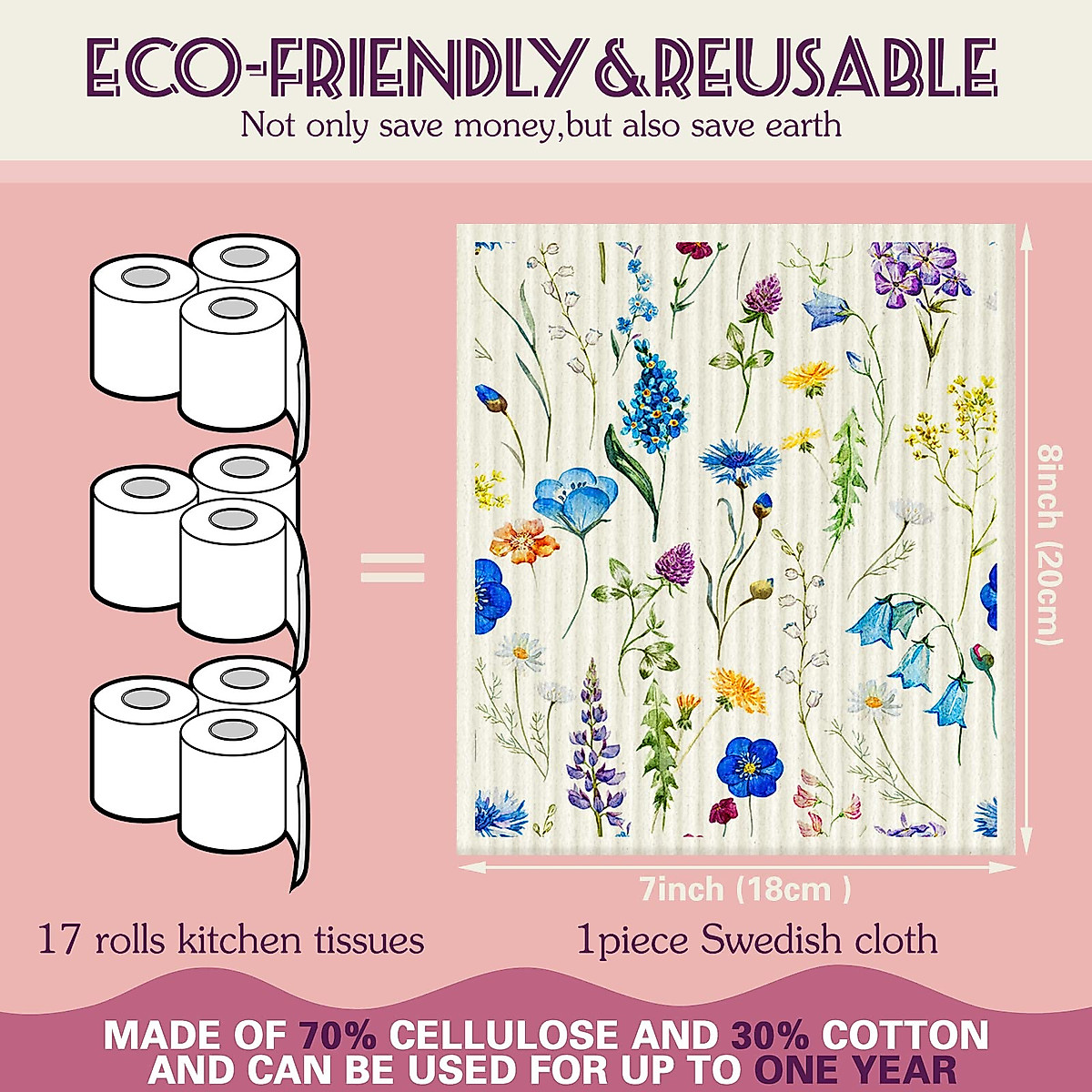 6 Pcs Swedish Kitchen Dishcloths Kitchen Towels, Absorbent Dish Towels, Reusable Sponge Cleaning Dish Cloths Quick Drying Washable Decorative Tea Towels No Odor Bar Hand Towel