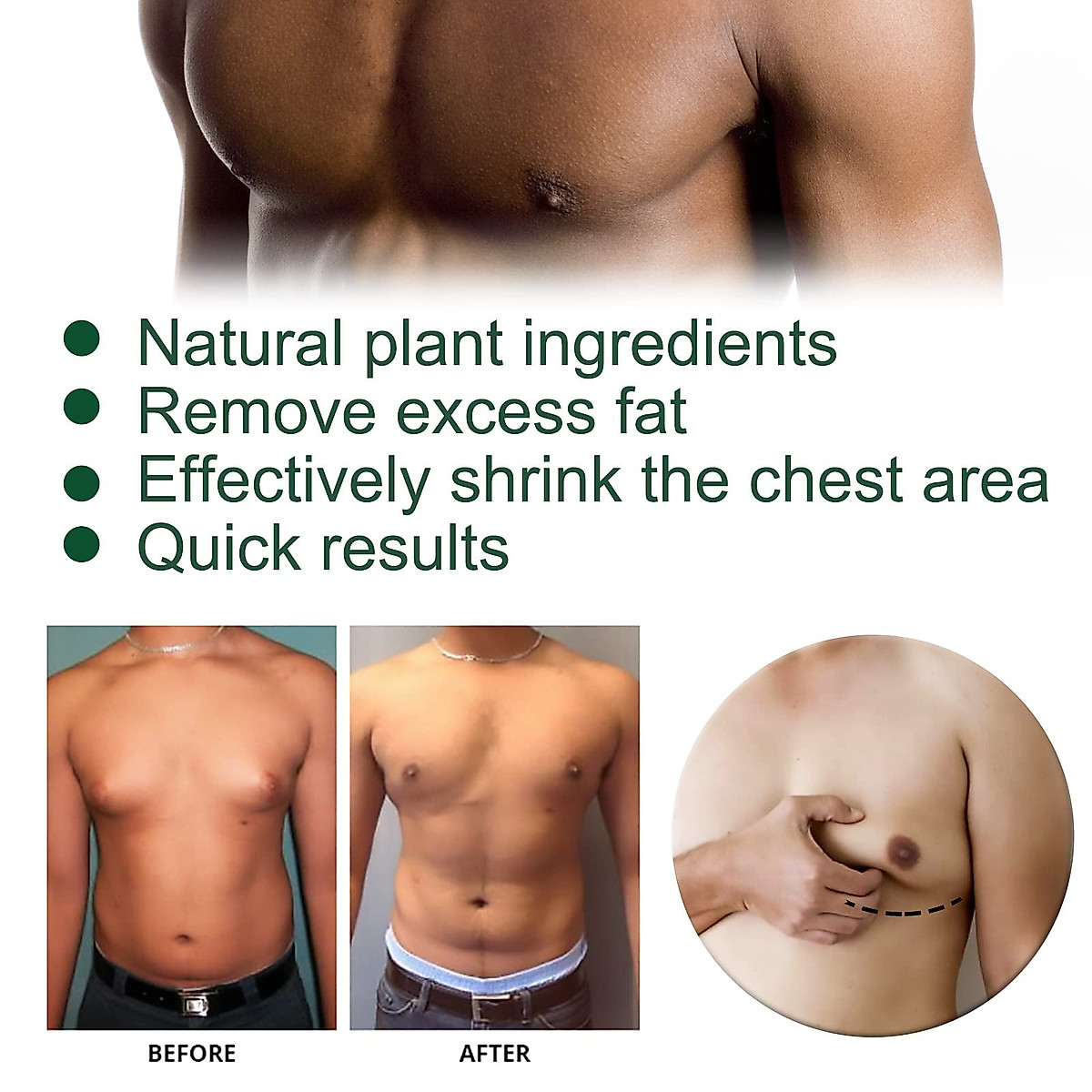 WDAC 2Pcs 50ml Natural Plant Breast Firming Massage Cream Remove Excess Fat Effectively Shrink Chest Gynecomastia Tightening Ginger Cream (A)