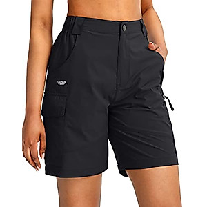 Viodia Women's 7" Hiking Cargo Shorts with Pockets Quick Dry Lightweight Shorts for Women Golf Casual Summer Shorts Black