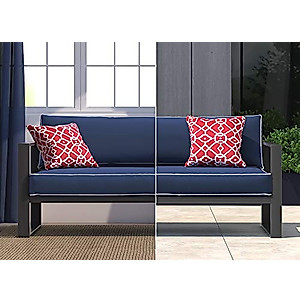 Tommy Hilfiger Monterey Modern Patio Outdoor Furniture Collection, Weather Resistant, Metal Frame, Sofa, Navy Blue & Dark Gray