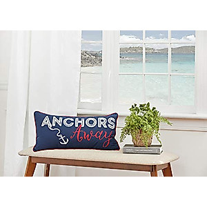 C&F Home Anchors Away Navy Blue Nautical Embroidered Decor Decoration Accent Throw Pillow for Sailing Sail Boat Sailboat Lake House Coastal Beach 12 x 24 Blue