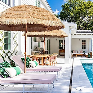 FULLSUN PARASOL Tiki Thatched Beach Umbrella, 7.5ft Large Heavy Duty Wind Portable Hawaiian Hula Umbrellas with Sand Anchor, UV 50+ Protect for Tiki Bar Outdoor Pool Patio Garden