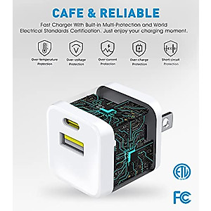 USB C Wall Charger Block,20W Dual Port Charge Adapter,Fast Charging Plug Compatible with Apple Watch Series Se 8 7 6 5 4 3 iPhone 14 Plus 13 12 Mini Pro Max iPad Pro Air, Airpods