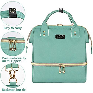 Viedouce Nappy Backpack, Changing Nappy Bag, Lunch Bag Insulated, Picnic Bag for Travel, Waterproof Oxford Baby Travel Diaper Mummy Bag Backpack with Charging Port (Cyan 8L)
