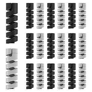 tifanso 20PCS Charger Protector, Cable Protector, Silicone Cord Protector for Phone Charger, Spiral Charger Cord Protector, Flexible Cable Cord Saver, Fit for All Cell Phone Data Line(Black, Gray)