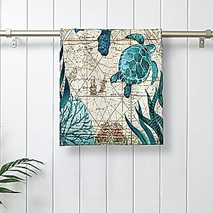 XWQWER Sea Turtle Ultra Soft Highly Absorbent Decor Hand Towels, Dish Guest Towel Multipurpose for Bathroom Kitchen Gym Hotel Spa and Home(27.5 x 12 in)