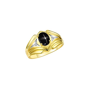 Rylos Simply Elegant Beautiful Black Star-Sapphire & Diamond Ring * Size 8