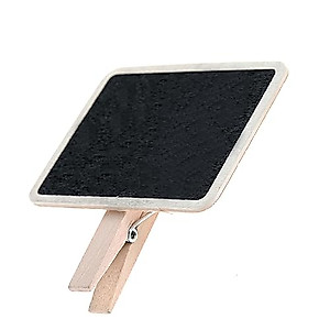 KADBLE Mini Wood Chalkboard Blackboard Clips Message Board Tag Photo Price Signs for Memo,Note Taking,Food Label,Wedding Table Number Place Card, Set of 30 (Rectangle Shape)