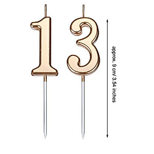 13th Birthday Candles Cake Number Candles Happy Birthday Cake Candles Topper Decoration for Birthday Wedding Anniversary Celebration Favor, Champagne Gold