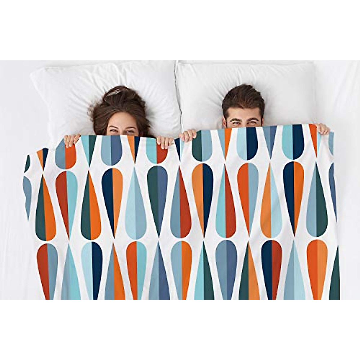 Swono Drop Shapes Throw Blanket,Mid-Century Modern Style Retro Seamless with Drop Shapes in Tones Thorw Blanket Soft Warm Decorative Blanket for Bed Couch Sofa Office Blanket 30"X40"