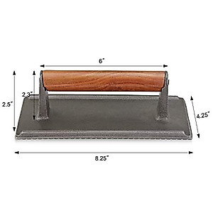 New Star Foodservice 36435 Commercial Grade Iron Steak Weight/Bacon Press, 8.25 by 4.25-Inch