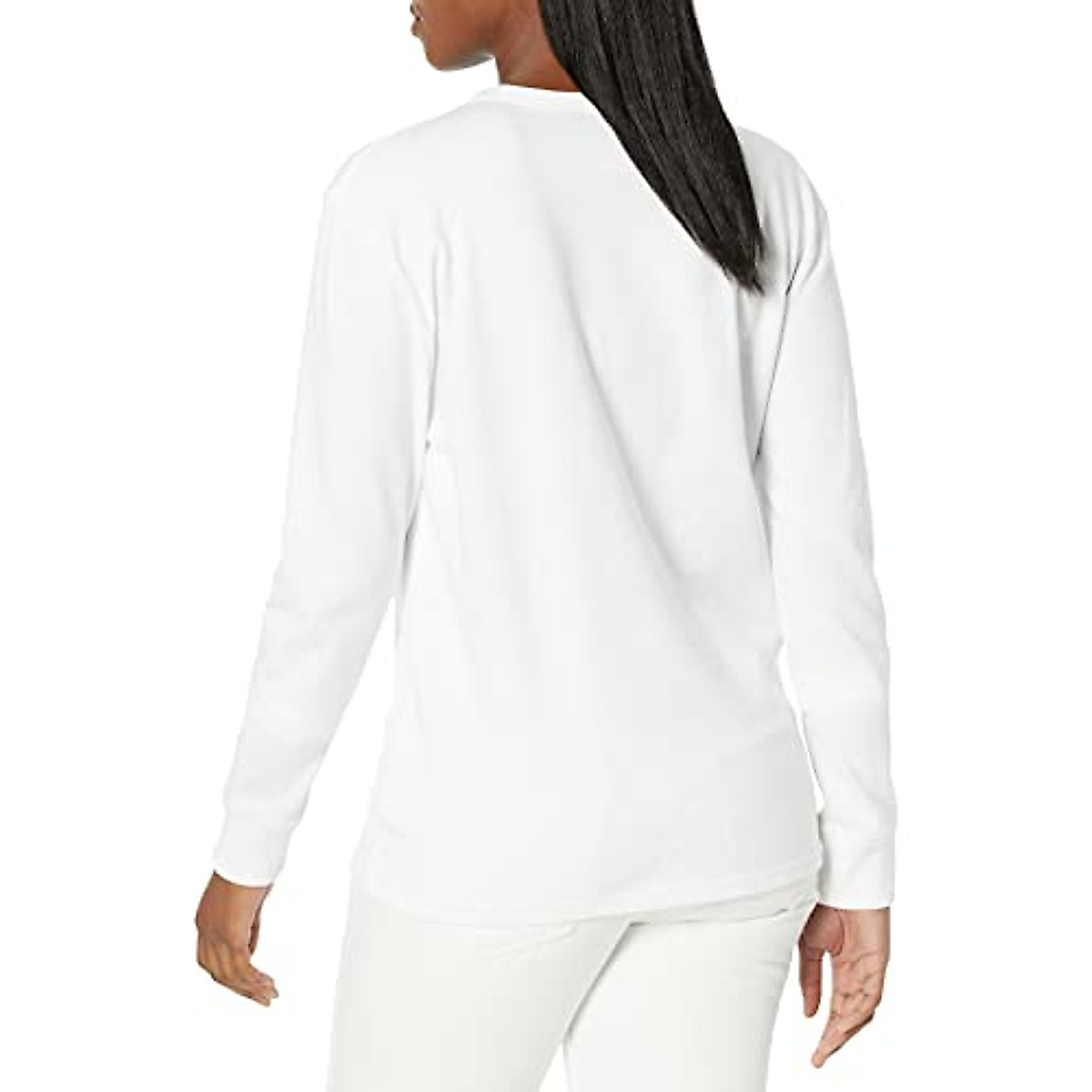 Champion Boyfriend, Oversized T-Shirt, Women's Cotton Long Sleeve Tee, White, Small