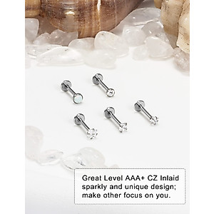 Lcolyoli Threadless Push in Medusa Piercing Jewelry Labret Jewelry Lip Rings Surgical Steel Tragus Jewelry Forward Helix Piercing Jewelry Flat Back Earrings for Women Cartilage Earring 16g 8mm