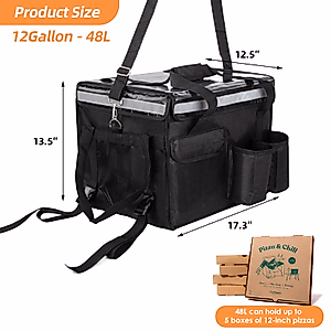 Insulated Bags for Food Delivery with Cup Holder 17.3" x 13.5" x 12.5", Support Frame & Hard Bottom Plate, Waterproof Commercial Insulated Food Delivery Bag Drink Carriers for Doordash w/Divider