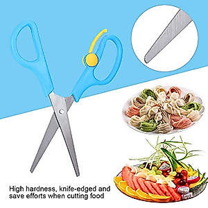 Food Shears Stainless Steel Baby Scissors Food Scissor with Plastic Cover for Toddlers, Preschool Training Kids Scissors(Blue)