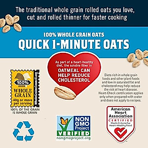 Quaker Old Fashioned Rolled Oats, Non GMO Project Verified, Two 64oz Bags in Box, 90 Servings, 4 Pound (Pack of 2)
