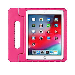UUcovers Kids Case for Apple iPad Pro 12.9 inch 2022/2021/2020/2018 (6th/5th/4th/3rd Generation) with Pencil Holder/Rotating Kickstand Swivel Handle EVA Foam Shockproof Rugged Flip Stand Cover, Rose