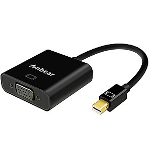 Anbear Mini DisplayPort to VGA Adapter, Mac to VGA Converter (Male to Female) HD 1080p Thunderbolt to VGA Compatible for iMac, Mac Books, Surface and Laptops with Mini Displayport