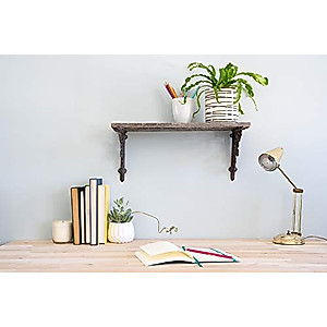 BarnwoodUSA Rustic Wooden Shelf with Victorian Brackets, Farmhouse Wall Ledge
