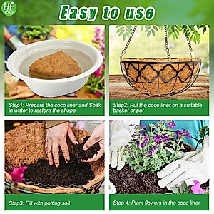 HFHOME 2PCS 14" Round Coco Liner, 14 inch Coco Fiber Replacement Liners for Hanging Basket