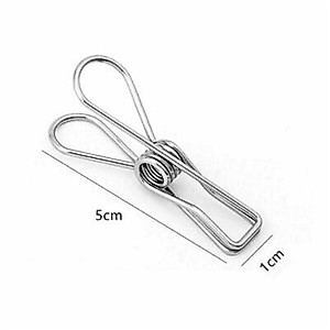 20 Pack 3.5 inch Jumbo Heavy Duty 304 Stainless Steel Wire Clips Durable Clamp Metal Clothes Pegs Multi-Purpose for Outdoor Clothesline Home Kitchen Travel Office Decor