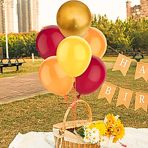 TKEJZu 80 Pcs 12 Inch Fall Balloons Orange Burgundy Lemon Yellow Metallic Gold Latex Balloons Harvest Festival Decoration for Autumn Theme Party, Weddings, Engagement, Baby Shower, Birthday Parties