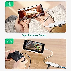 USB C OTG Hub with Ethernet Adapter Compatible for Samsung Galaxy S9 S10 S8 and MacBook (Air/Pro ) for Wired LAN Internet Connection and External Storage