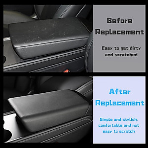 Car Armrest Box Cover for Tesla Model 3/Y 2017-2023 Leather Center Console Armrest Protector Covers with Cup Coaster for Tesla Car Armrest Box Cover Decoration Tesla Model 3/Y Accessories -White