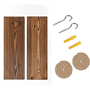 CORE ART Hanging Shelves for Wall Boho Window Plant Rope Shelves, Macrame Wall Hanging Shelf Wooden, Brown Rustic Set of 2