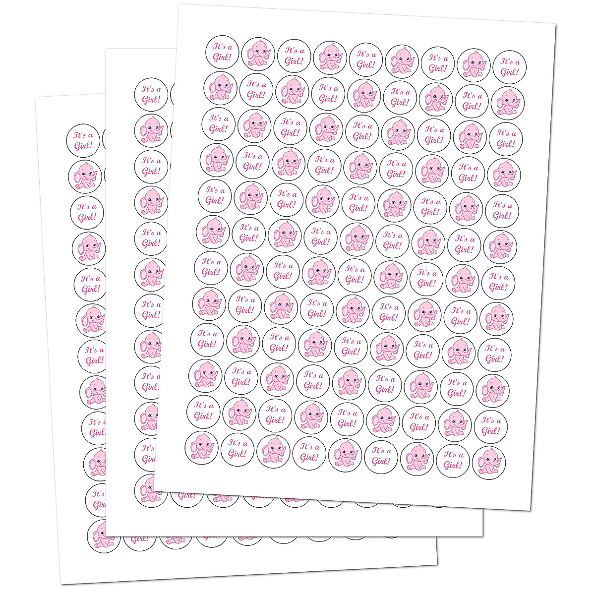 324 Pink Elephant Its a Girl Baby Shower Favors Stickers for Baby Shower Or Baby Sprinkle Party, Baby Shower Kisses Stickers, Baby Shower Pink Favors, Baby Shower Labels Decorations. Made in USA