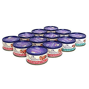 Wellness Natural Grain Free Signature Selects Flaked Wet Cat Food Variety Pack Box - 2 Flavors (Wild Salmon & Shrimp) - 2.8 Ounces Each (12 Total Cans)