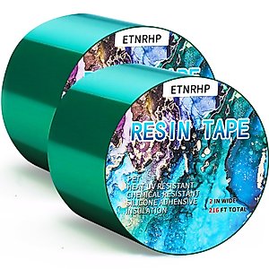 ETNRHP Resin Tape for Epoxy Resin Molding Thermal Adhesive Tape Silicone High Temperature UV Resistance Tape Easy Peel-Off Release Tape for River Tables Hollow Frame Bezels Jewelry-2INx216FT