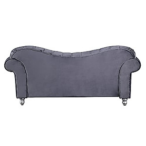 Morden Fort Chesterfield Sofa, Chair and Sofa for Living Room Furniture Sets, 2 Pieces Classic Velvet Tufted Couches, Grey
