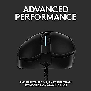 Logitech G403 Hero 25K Gaming Mouse, Lightsync RGB, Lightweight 87G+10G, Braided Cable, 25,600 DPI, Rubber Side Grips (Renewed)