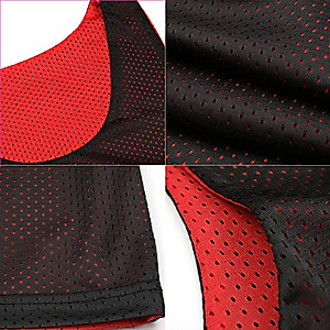 TopTie Reversible Basketball Jerseys Men's Tank Top Mesh Tank Lacrosse Jersey for Adult Youth-Black/White-L